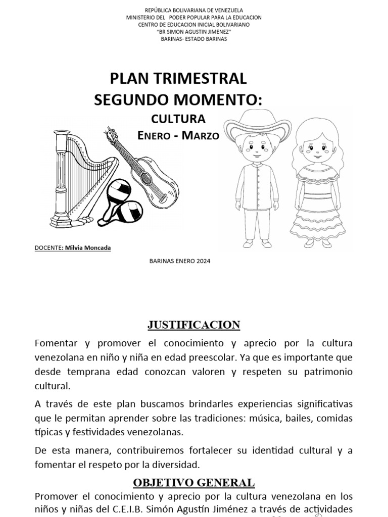 Plan Trimestral Cultura | PDF | Educación de la primera infancia ...