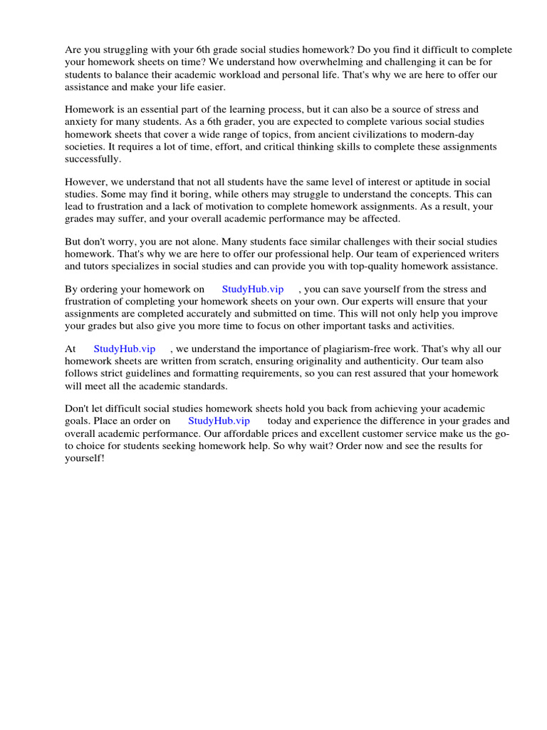 6th Grade Social Studies Help | PDF | Worksheet | Homework