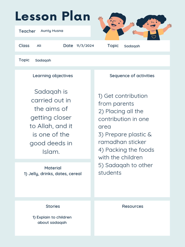 Sadaqah Lesson Plan for Kids | PDF