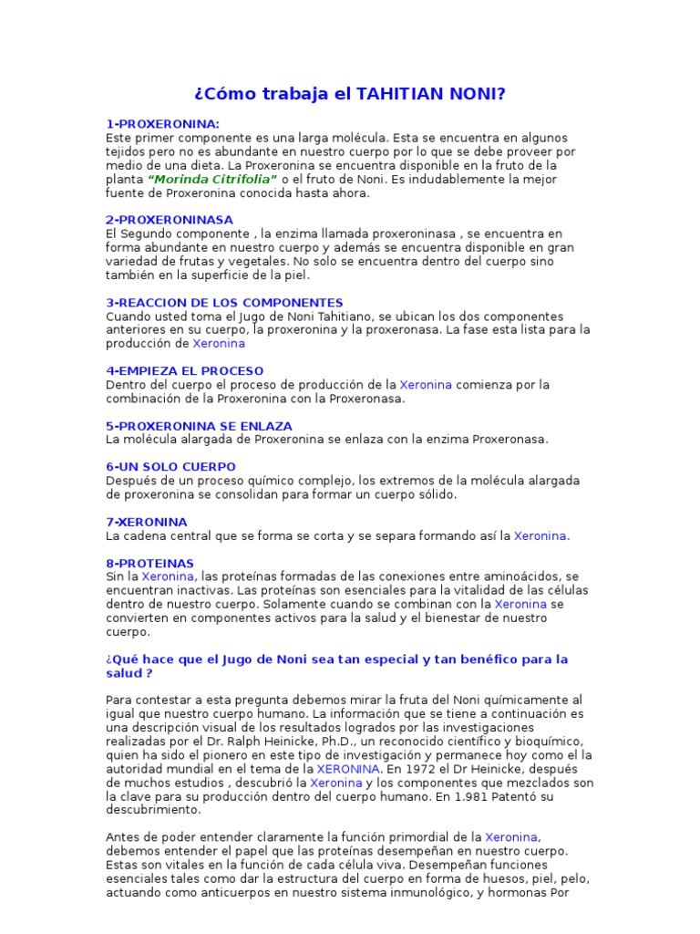 Como Trabaja El NONI | PDF | Proteínas | Enzima