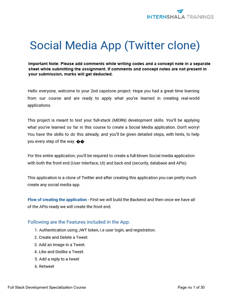 Full-Stack Twitter Clone Project Guide | PDF | Login | Mongo Db