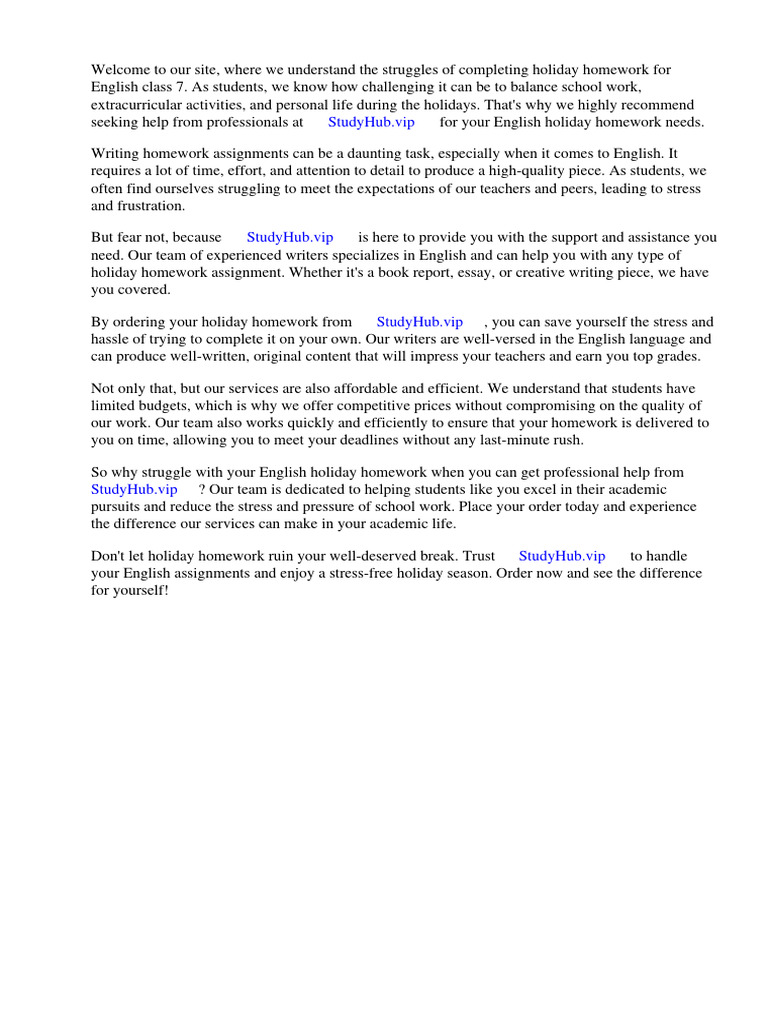 English Holiday Homework Class 7 | PDF | English Grammar | English Language
