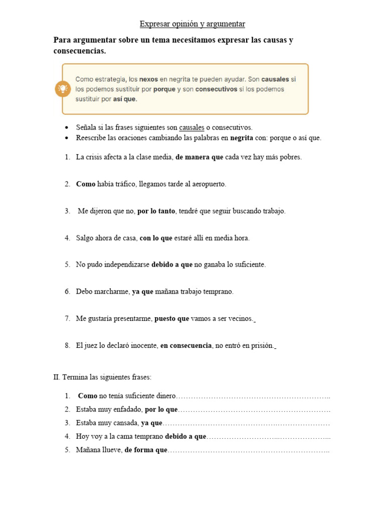 Expresar Opinión y Argumentar | PDF