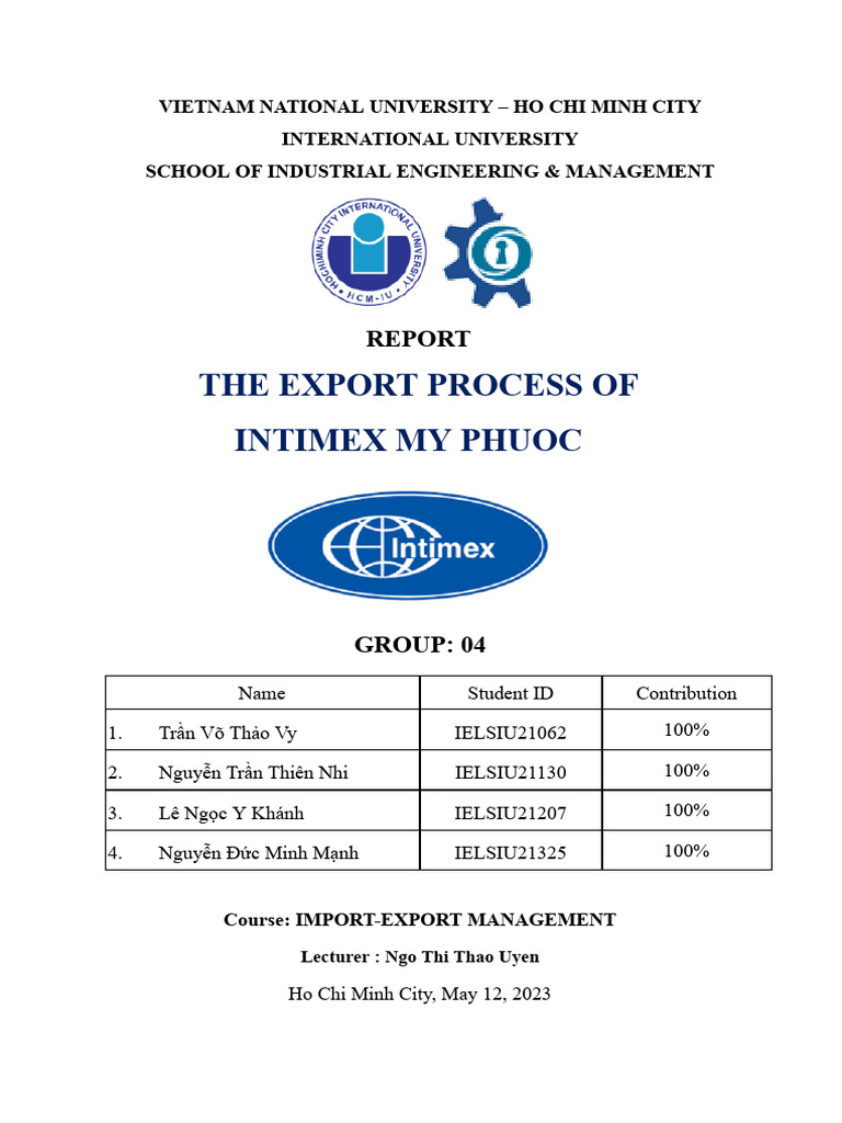 Export Process of Intimex My Phuoc | PDF | Business