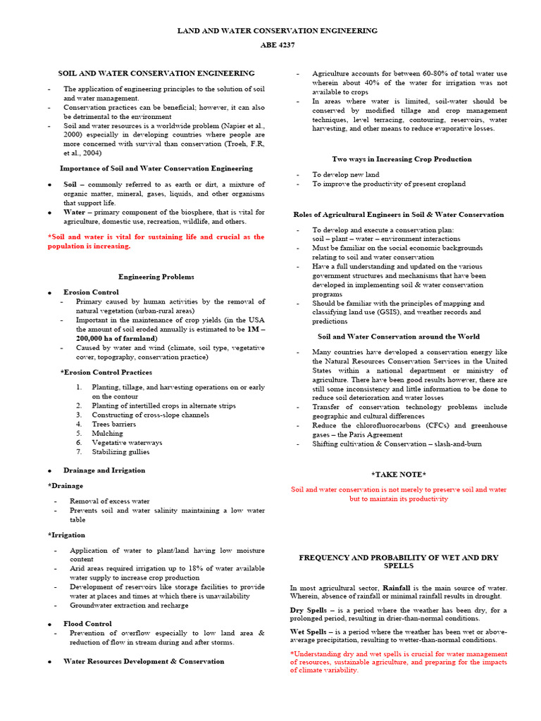 LWC Lecture Notes | PDF | Erosion | Surface Runoff