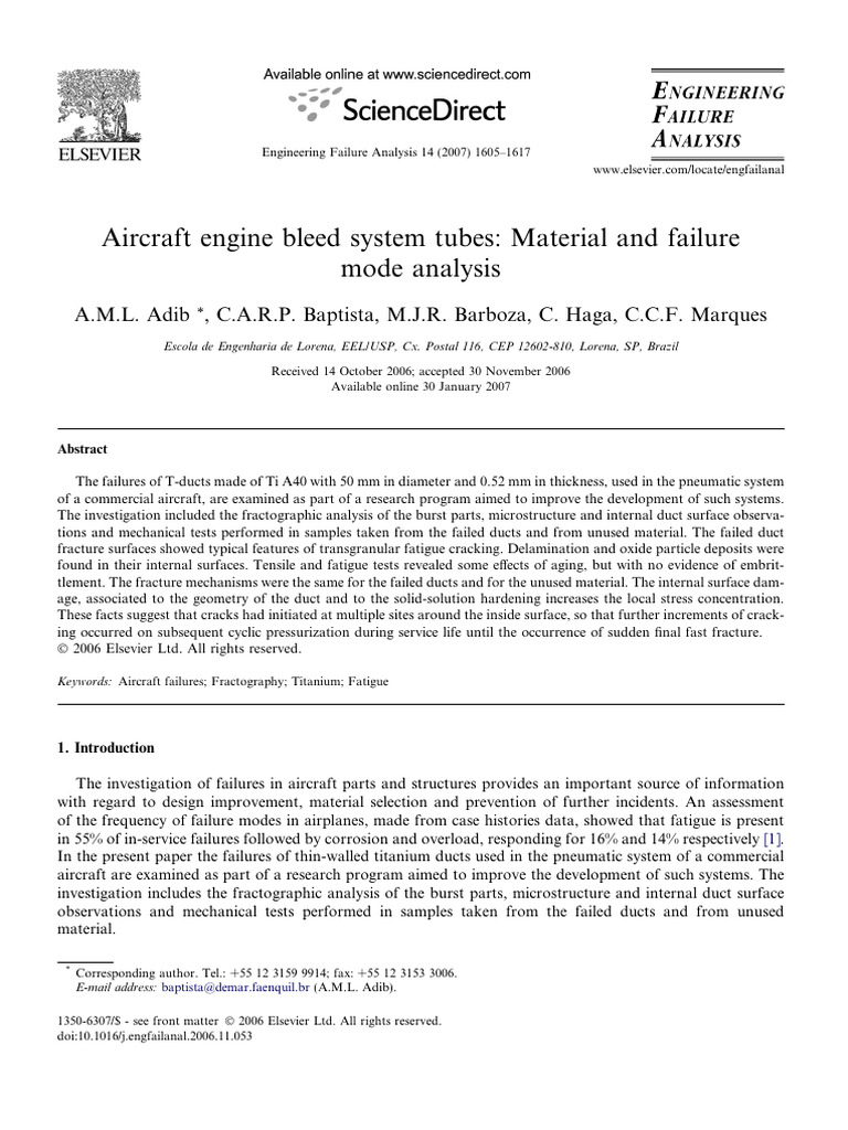 Aircraft Engine Bleed System Tubes - Material and Failure Mode Analysis ...