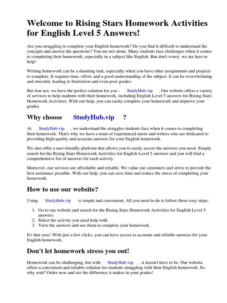 English Level 5 Homework Answers | PDF | Homework | Safari (Web Browser)