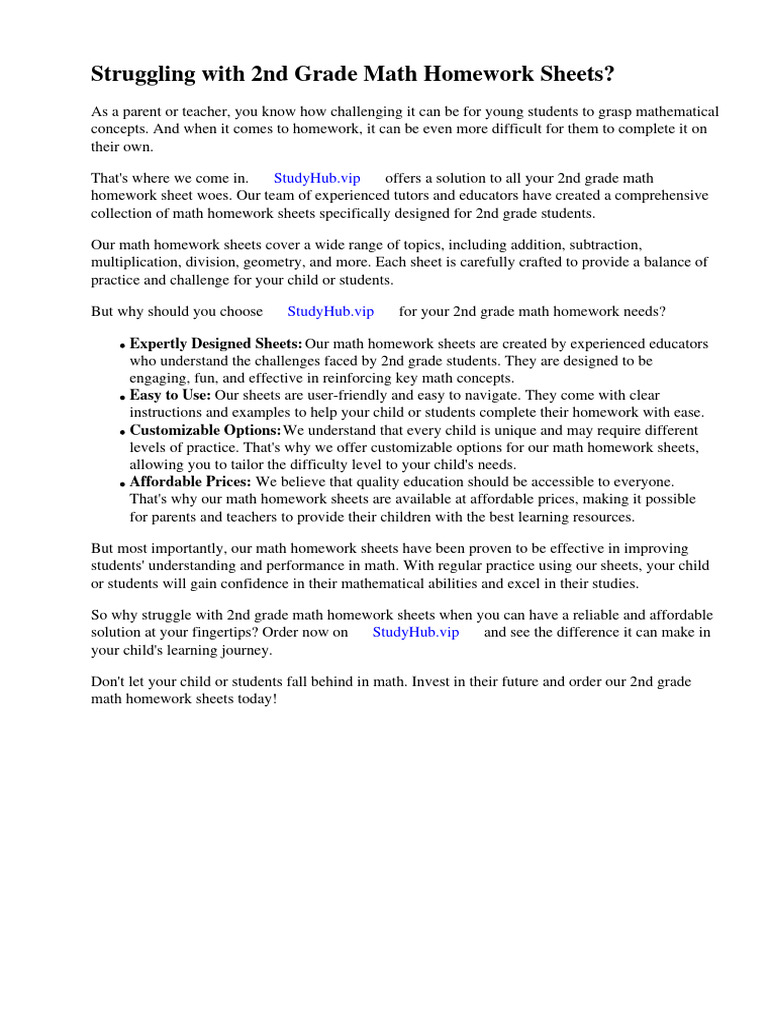 2nd Grade Math Homework Solutions | PDF | Mathematics | Worksheet