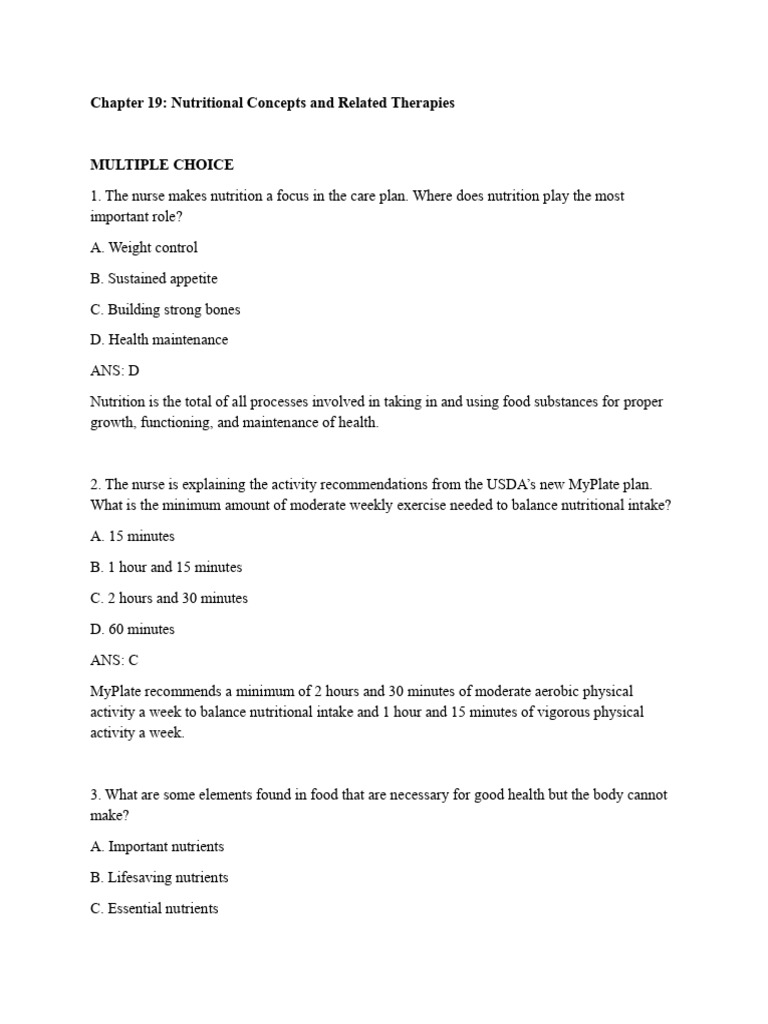 PN100 Ch. 19, 20, & 21 Study Guide | PDF | Alternative Medicine | Calorie