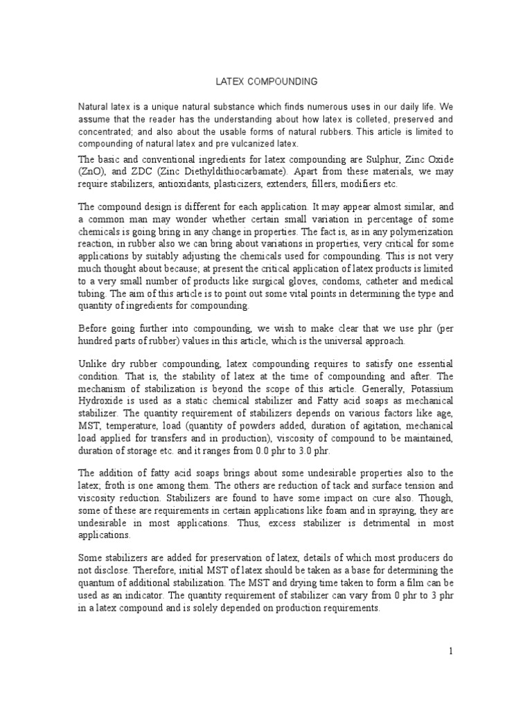 Latex Compounding | PDF | Natural Rubber | Zinc Oxide