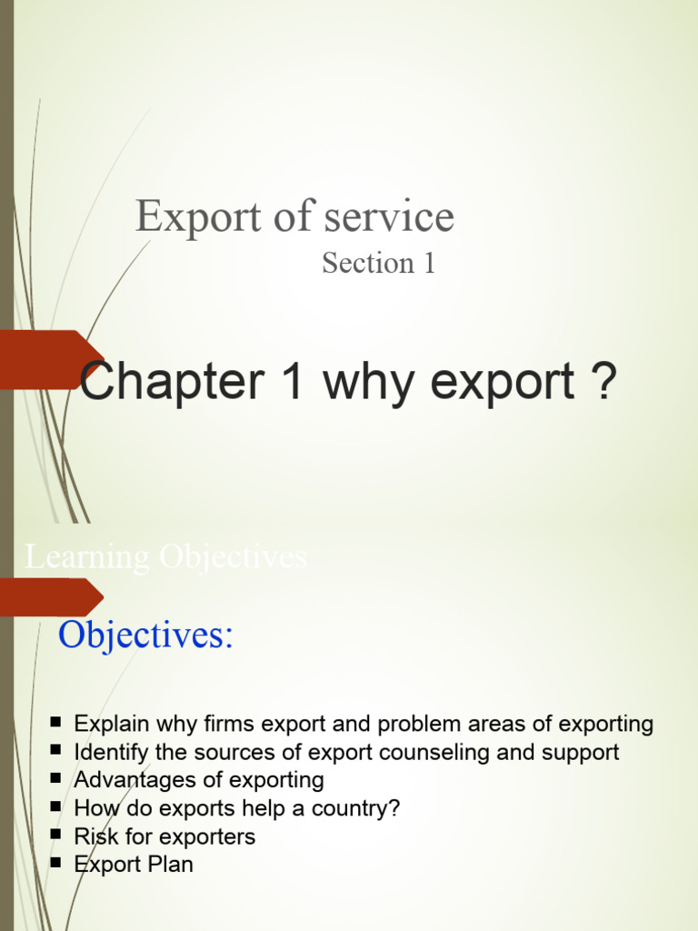 Chapter 1 Why Export | PDF | Exports | Economies