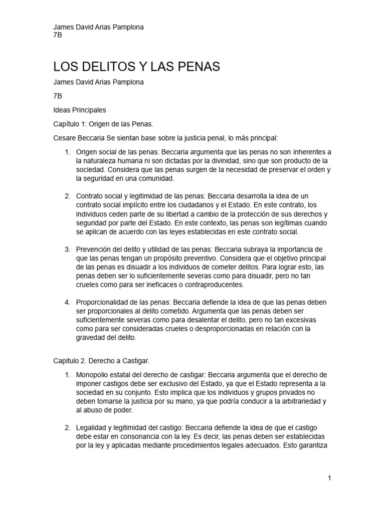 Los Delitos Y Las Penas Pdf Castigos Justicia 7743