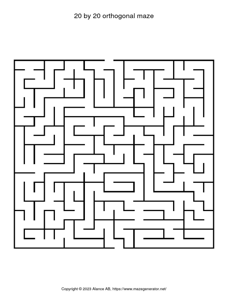 20 by 20 Orthogonal Maze | PDF | Home & Garden | Science & Mathematics