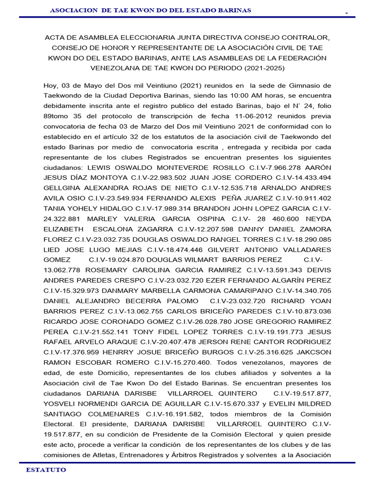 Acta de Asamble de Eleccion de La Junta Directiva 2023 Con Formato | PDF | Gobierno | Elecciones