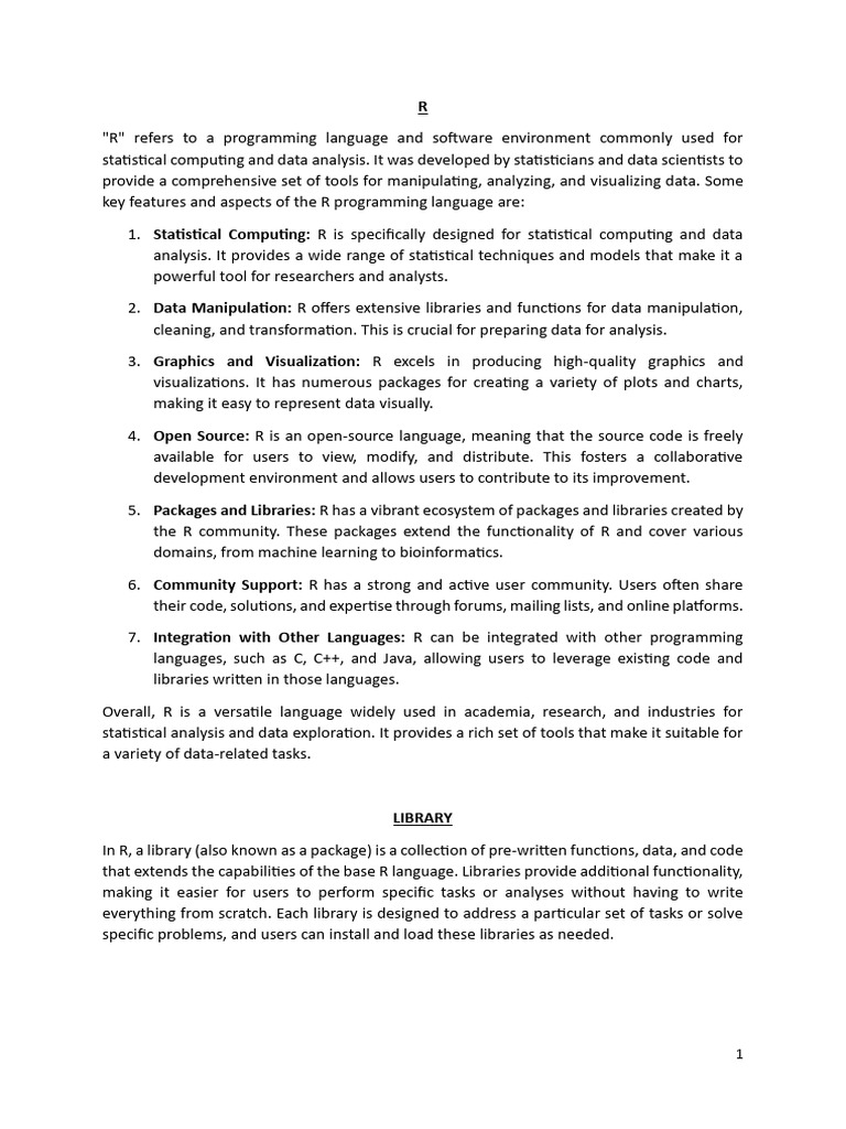 R Tutiorial Pdf R Programming Language Computer Programming