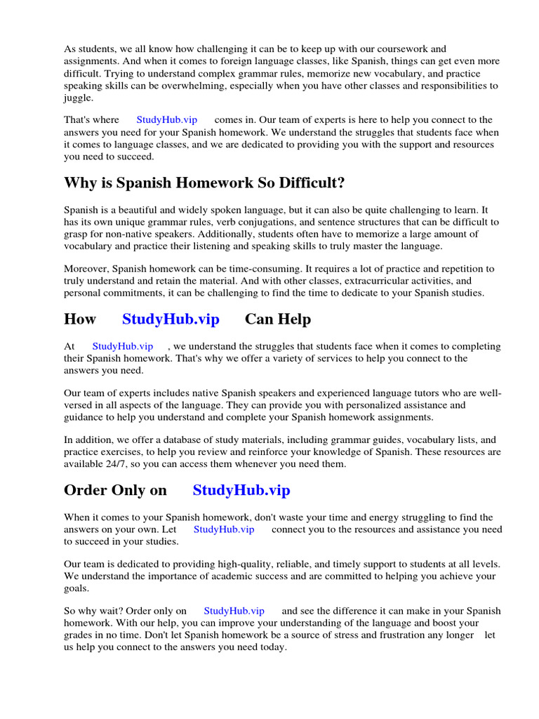 Connect Spanish Homework Answers | Download Free PDF | Worksheet | Homework