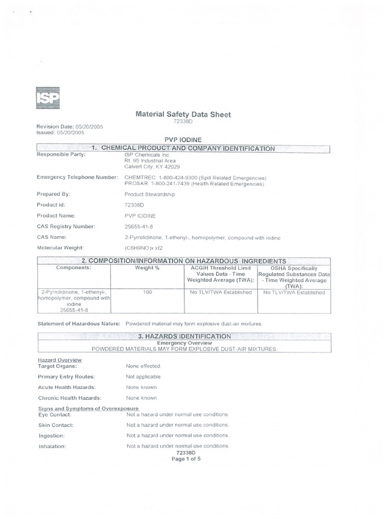 MSDS PVP Iodine | PDF