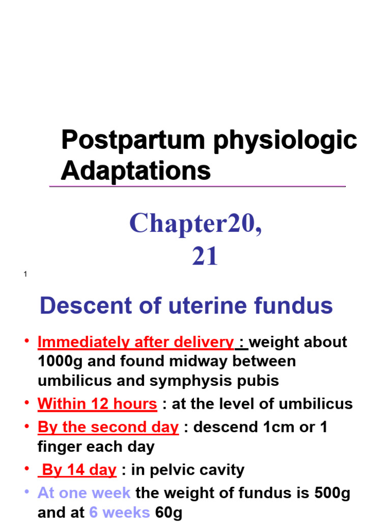 Lecture 14postpartum Physiology Postpartum Adaptations | Download Free ...