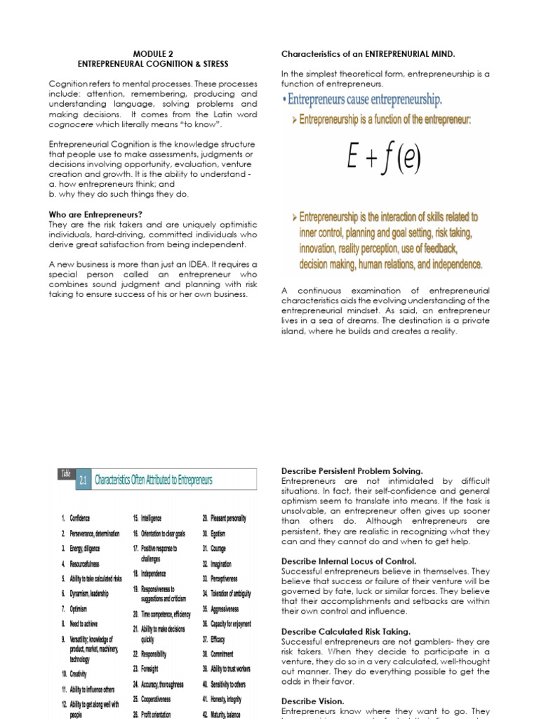Module 2 | PDF | Entrepreneurship | Cognition