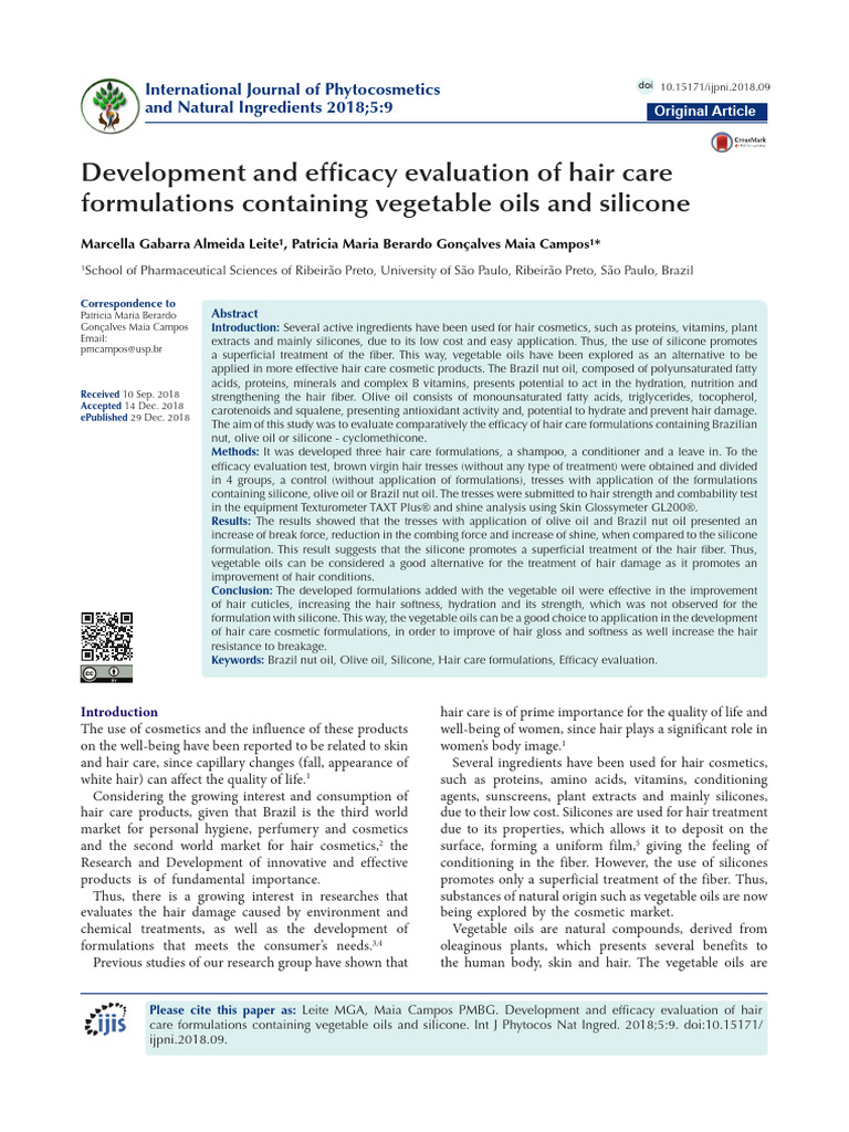Development and Efficacy Evaluation of Hair Care F | PDF | Antioxidant ...