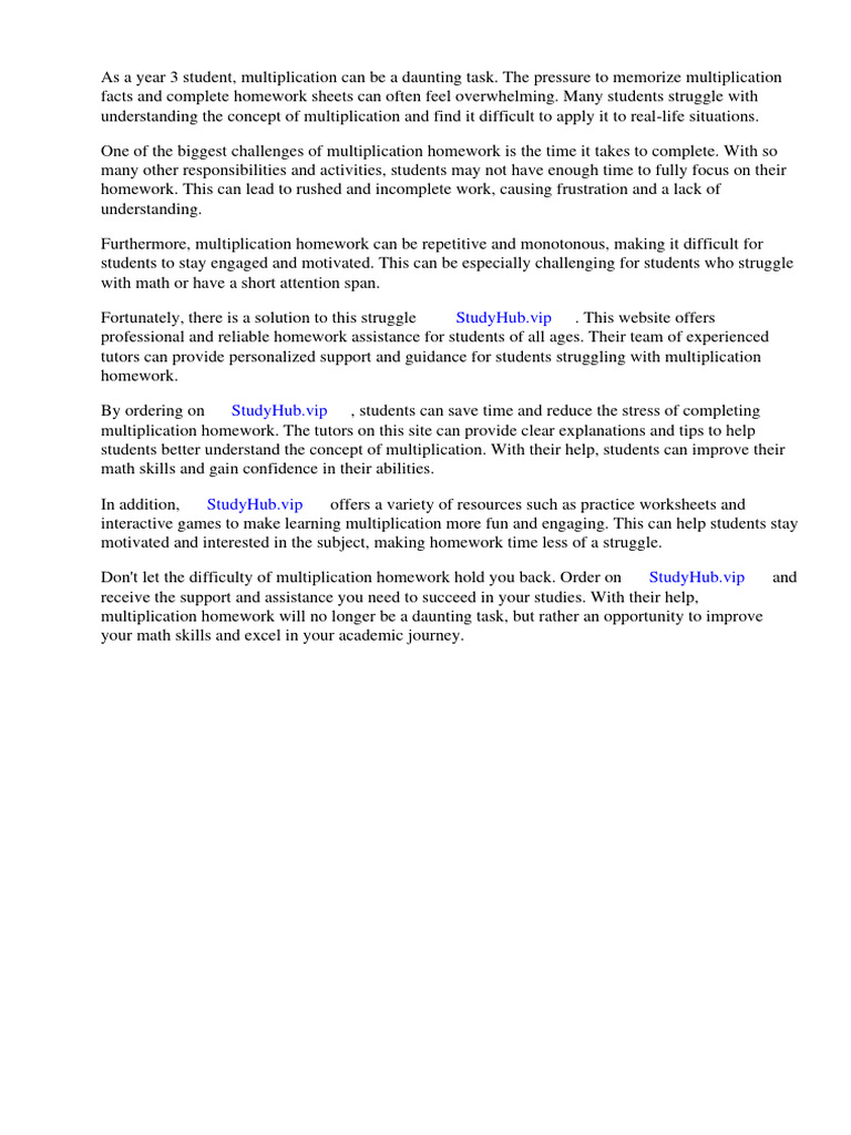 Multiplication Homework Sheets Year 3 | PDF | Homework | Mathematics