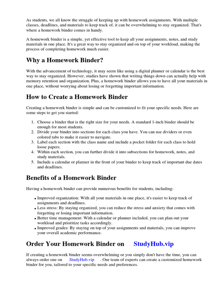 Homework Binder | PDF | Homework