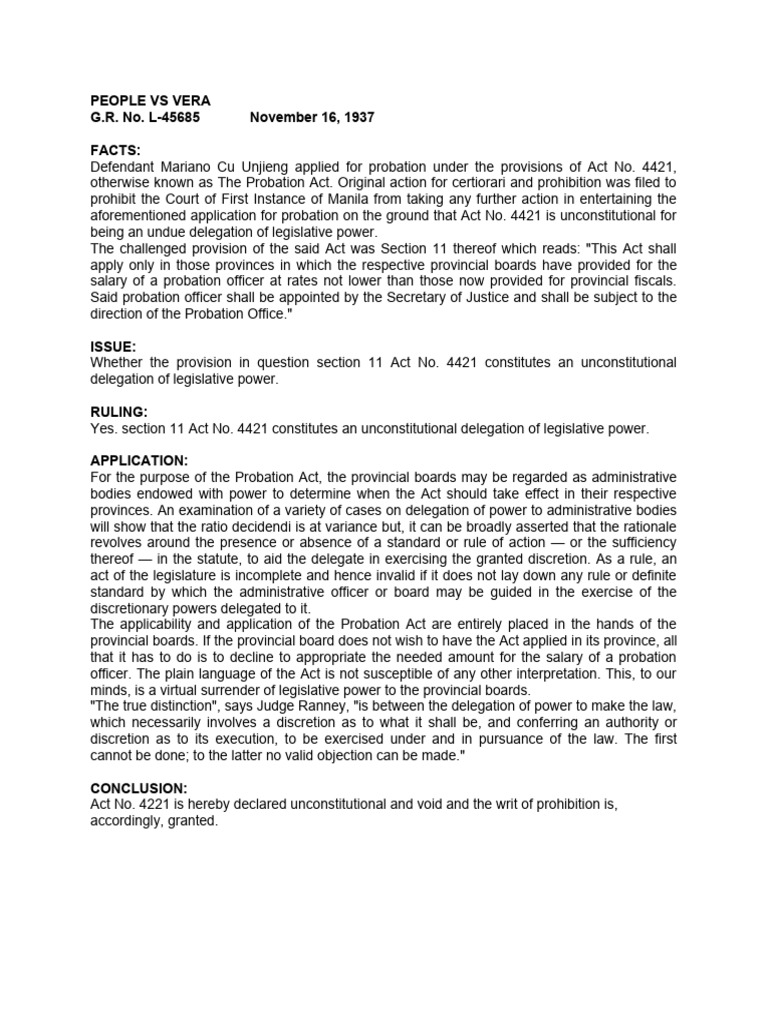 People VS Vera | PDF | Writ Of Prohibition | Certiorari