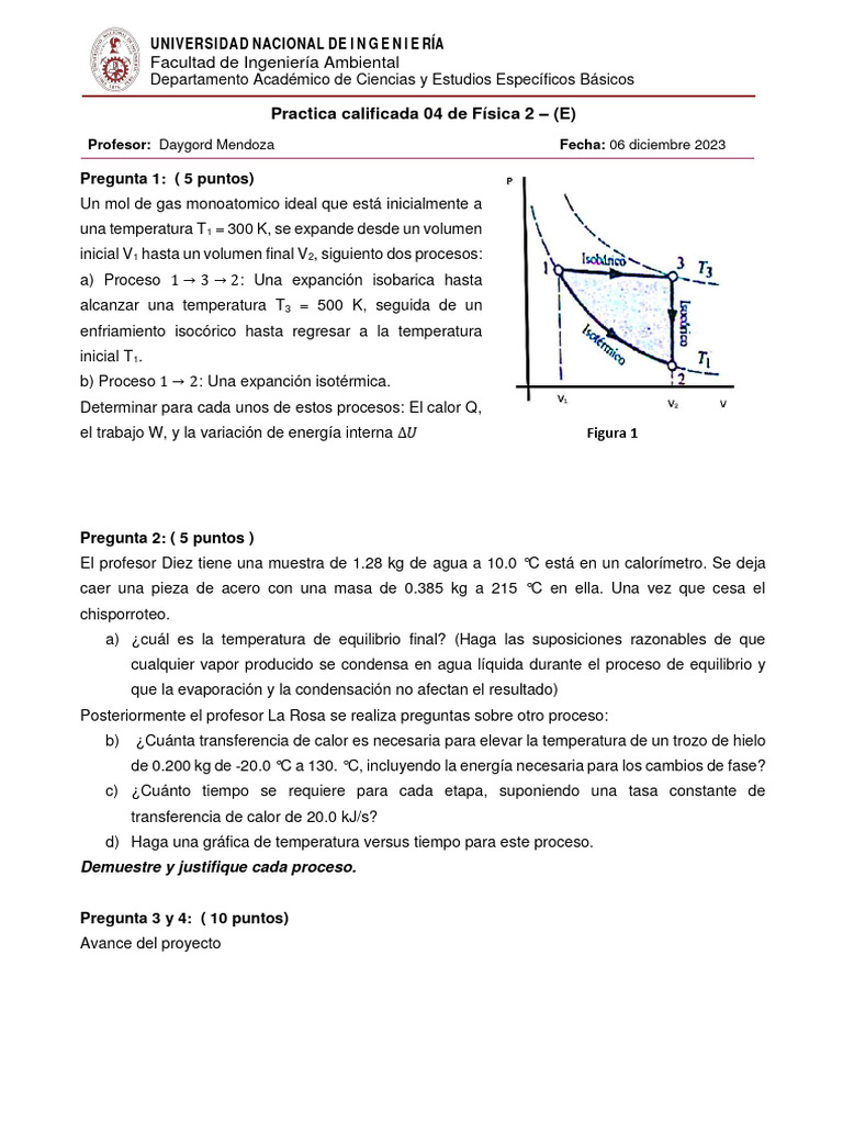 PC 4 - FISICA 2 - 20223-II - Solucion+ | PDF | Calor | Temperatura
