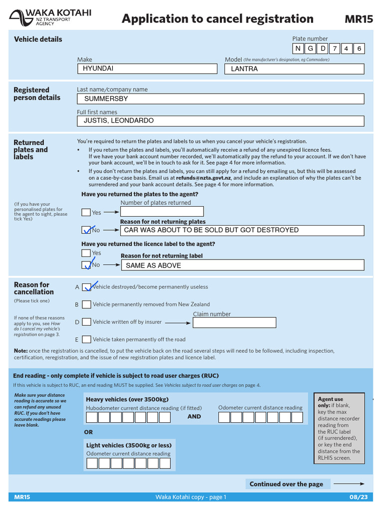 Vehicle Registration Cancellation Process | PDF | License | Fee