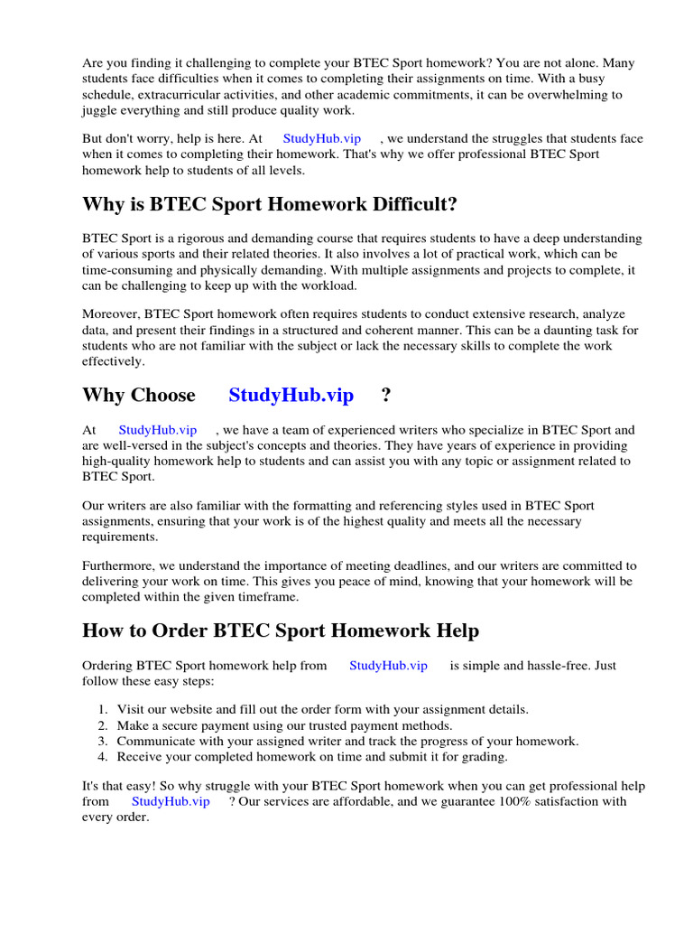 Help Btec Sport Homework | Download Free PDF | Homework | Facebook
