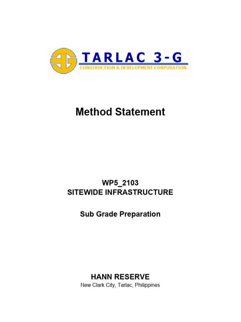 Subgrade Preparation Method Statement | PDF | Surveying | Regulatory Compliance