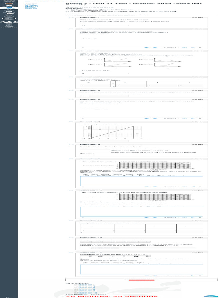 Grade 7 Graphs Unit Test | PDF