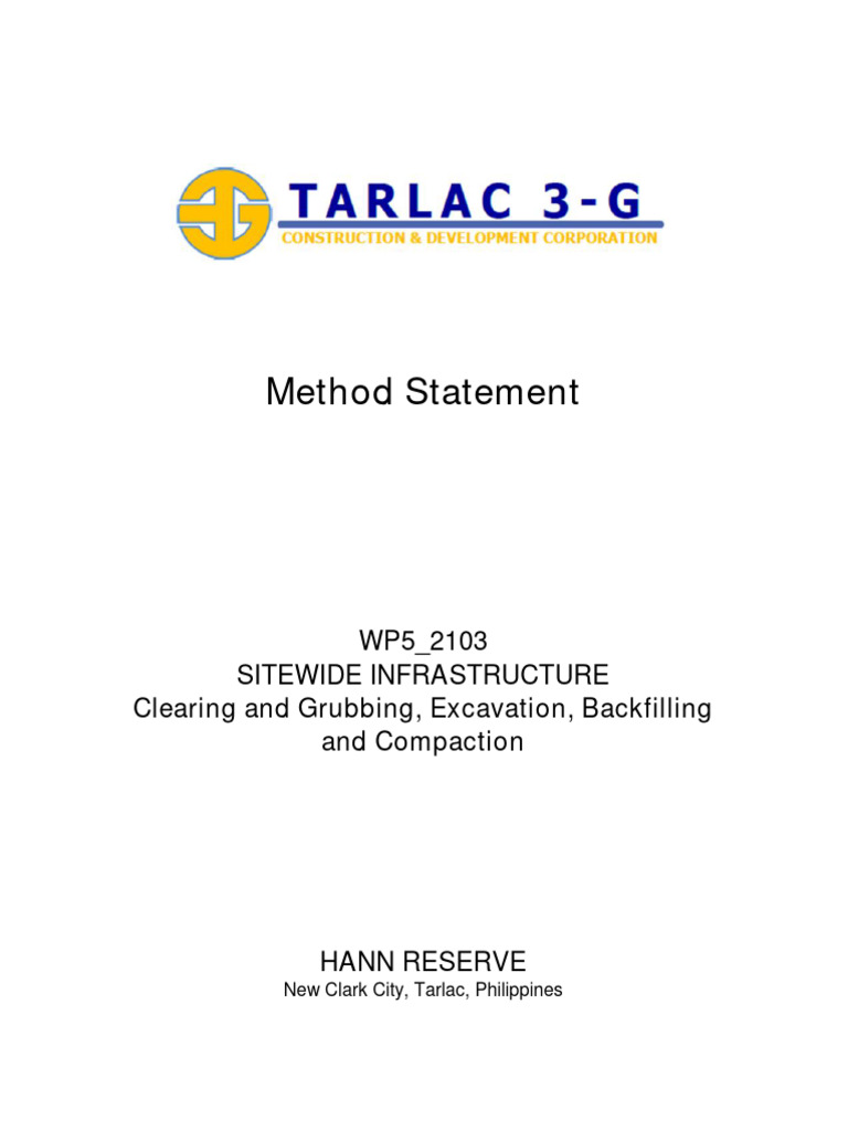 Excavation and Compaction Method Statement | PDF | Surveying | Regulatory Compliance