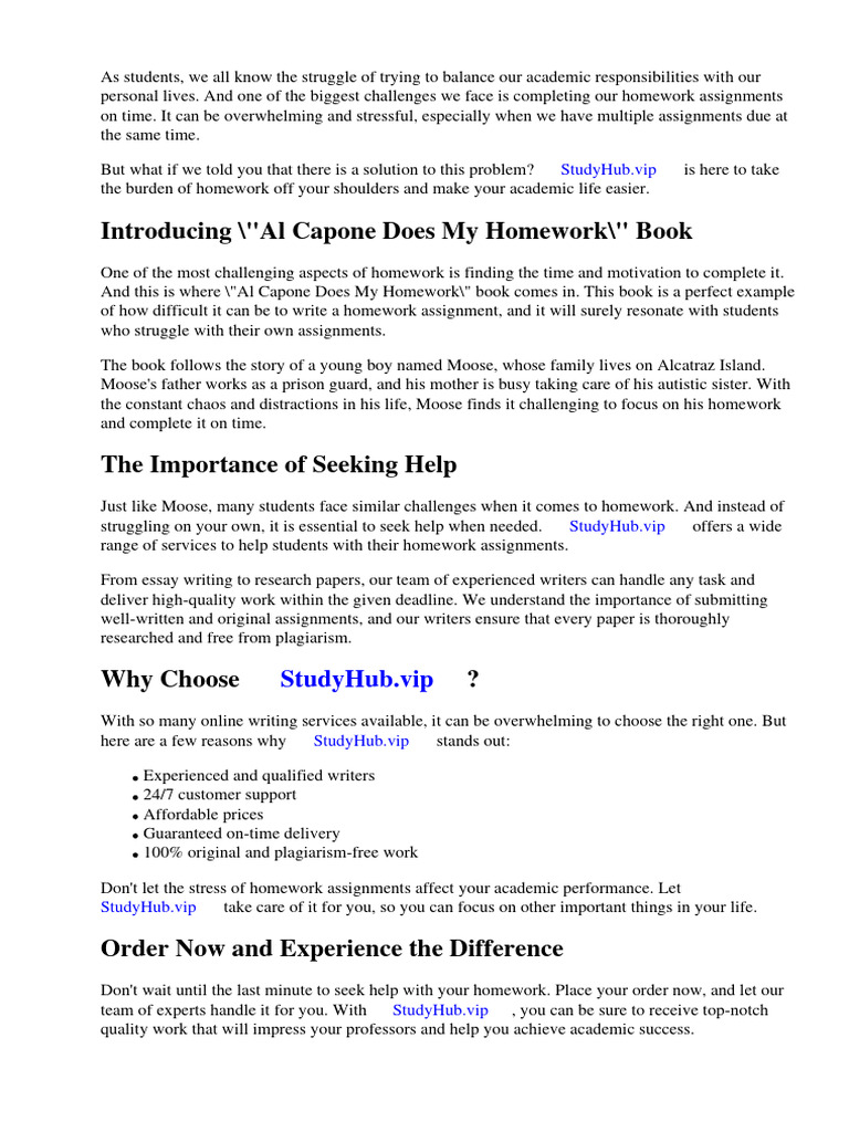Al Capone Does My Homework Book | PDF