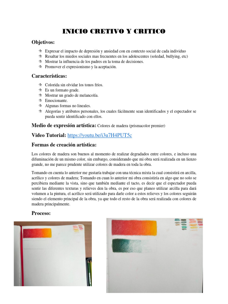 INICIO CRETIVO Y CRITICO - Artes - Bris | PDF