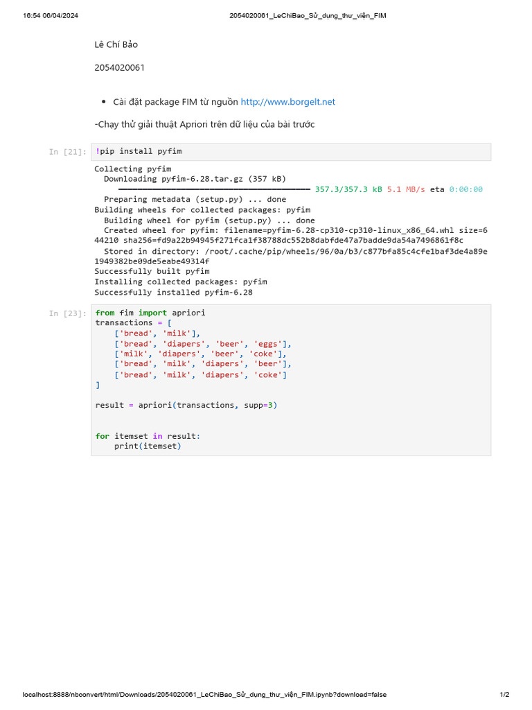 Using FIM Library for Apriori Algorithm | PDF | Technology & Engineering