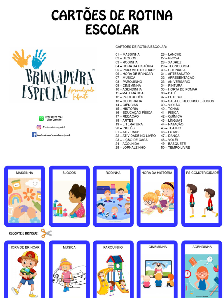 Quadro De Rotina Escolar Cartões De Rotina Escolar Tamanho A4 1 Pdf
