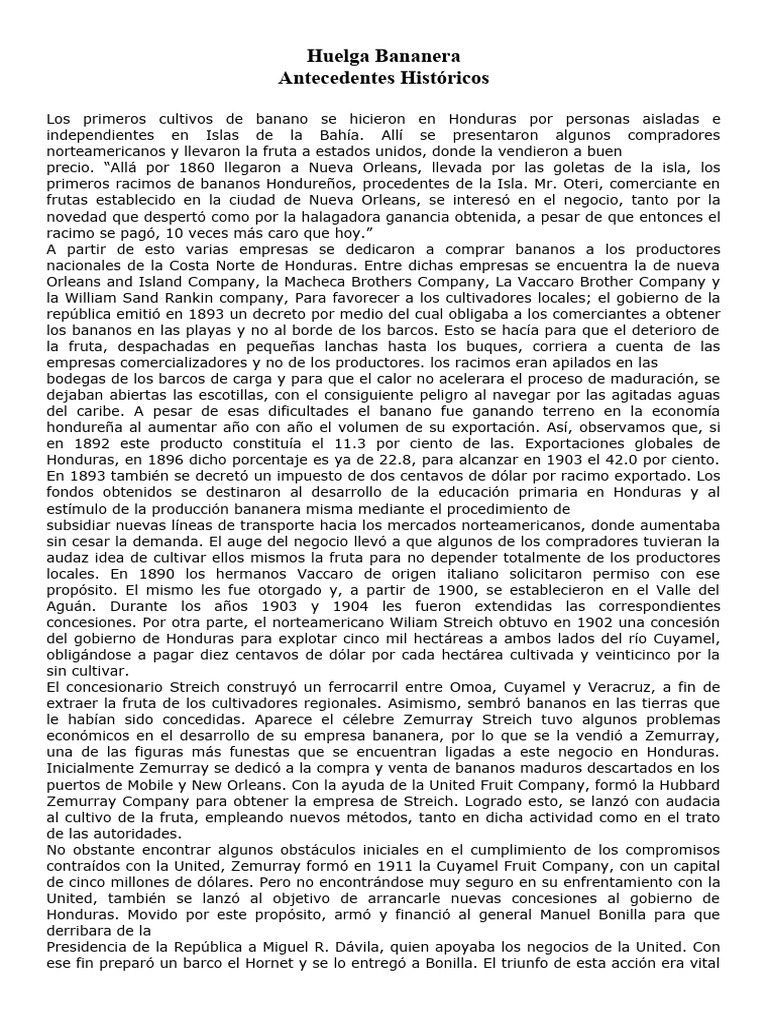 Huelga Bananera | PDF | Honduras