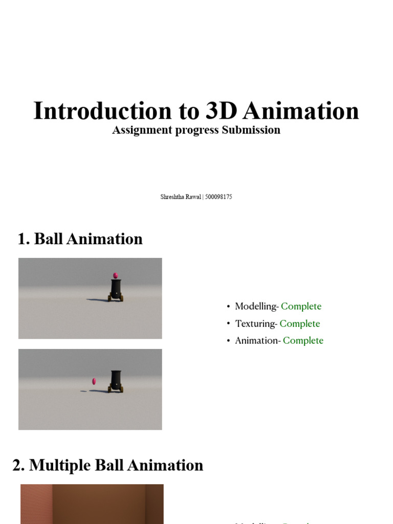 3D Animation Assignment Progress | PDF