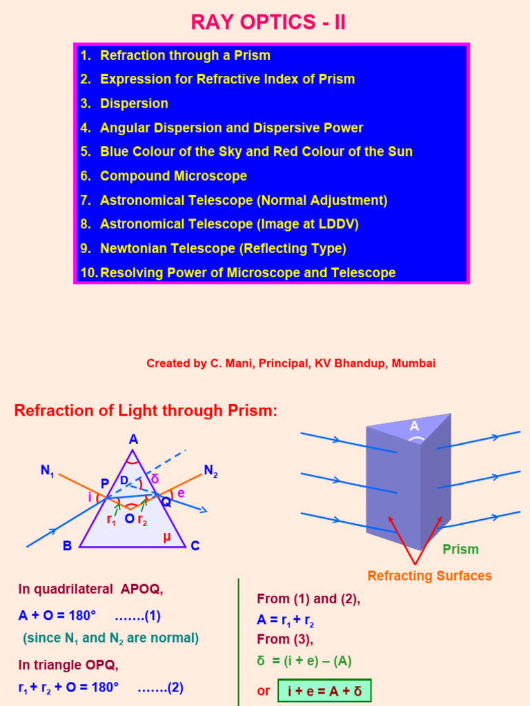 Ch-9 Ray - Optics - 2 | Download Free PDF | Angular Resolution | Optics