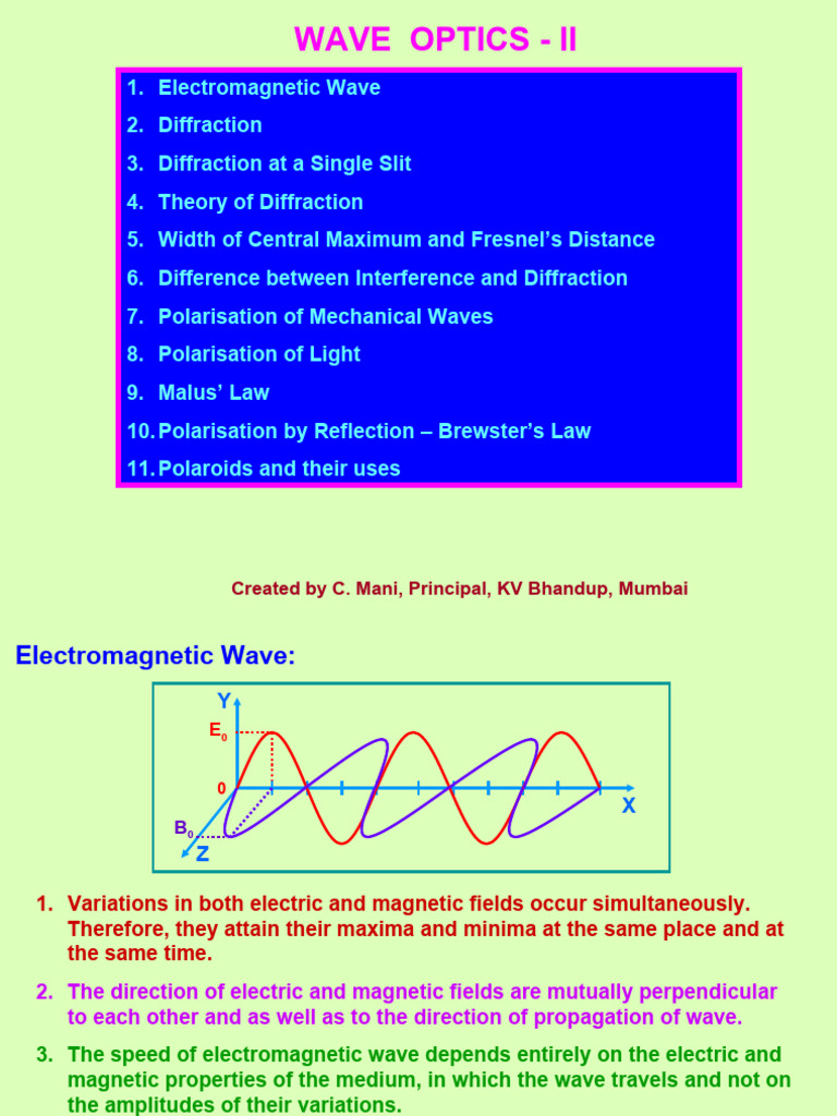 Ch-10 Wave - Optics - 2 | Download Free PDF | Diffraction | Polarization (Waves)
