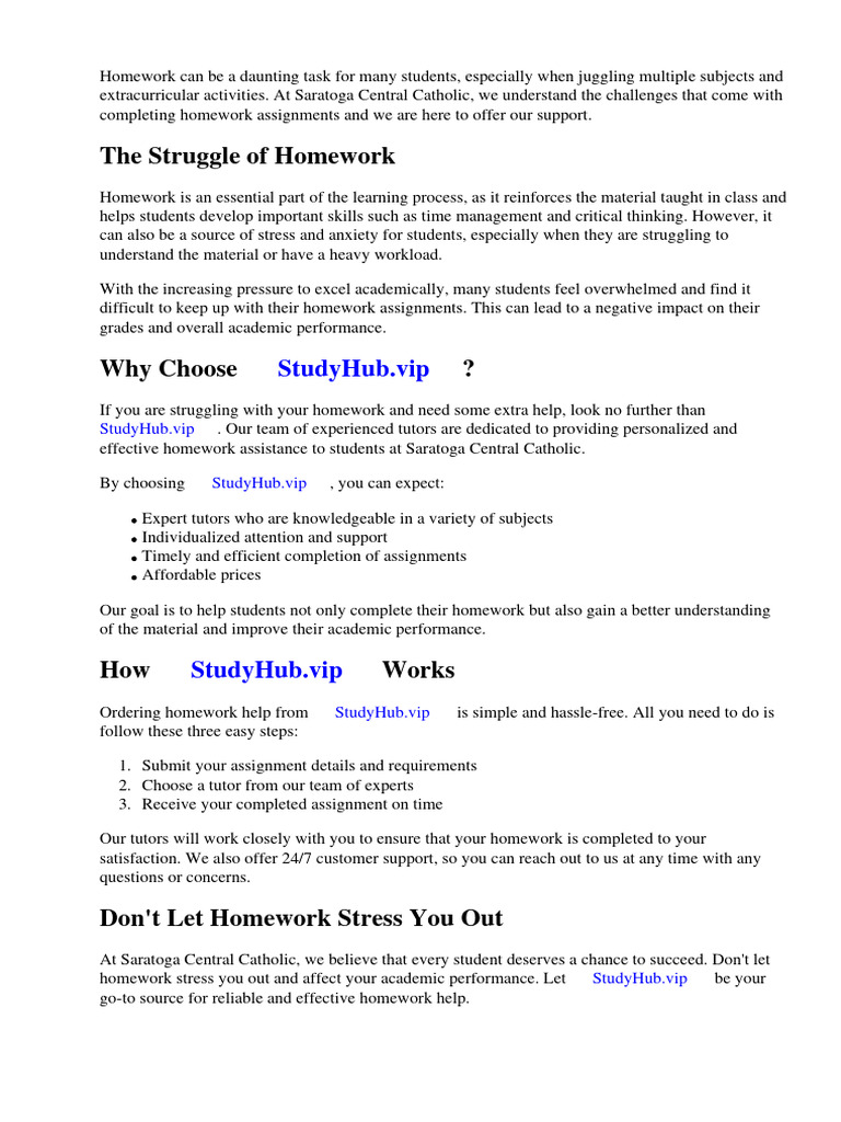 Saratoga Central Catholic Homework | PDF | Homework | Teachers