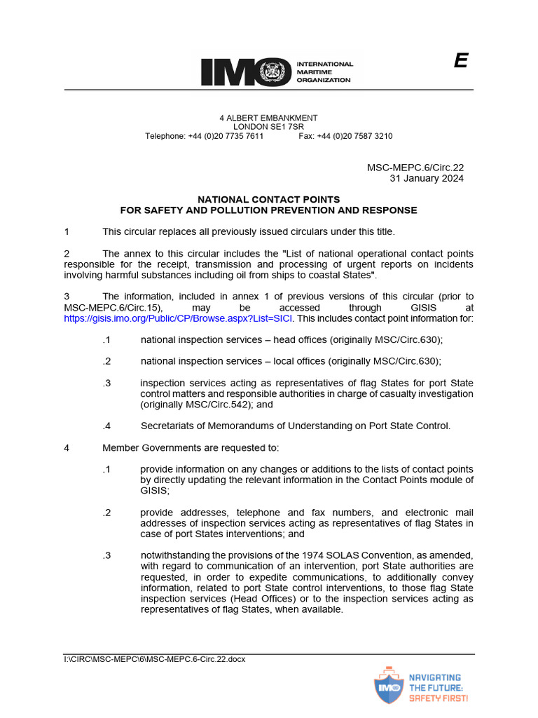 MSC-MEPC.6-Circ.22 With Annex | PDF