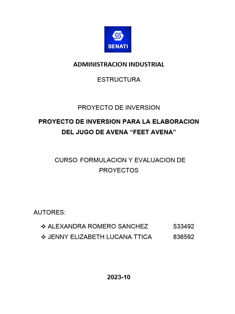 Formulacion de Eval.y Proyecto | PDF | Dieta | Nutrición