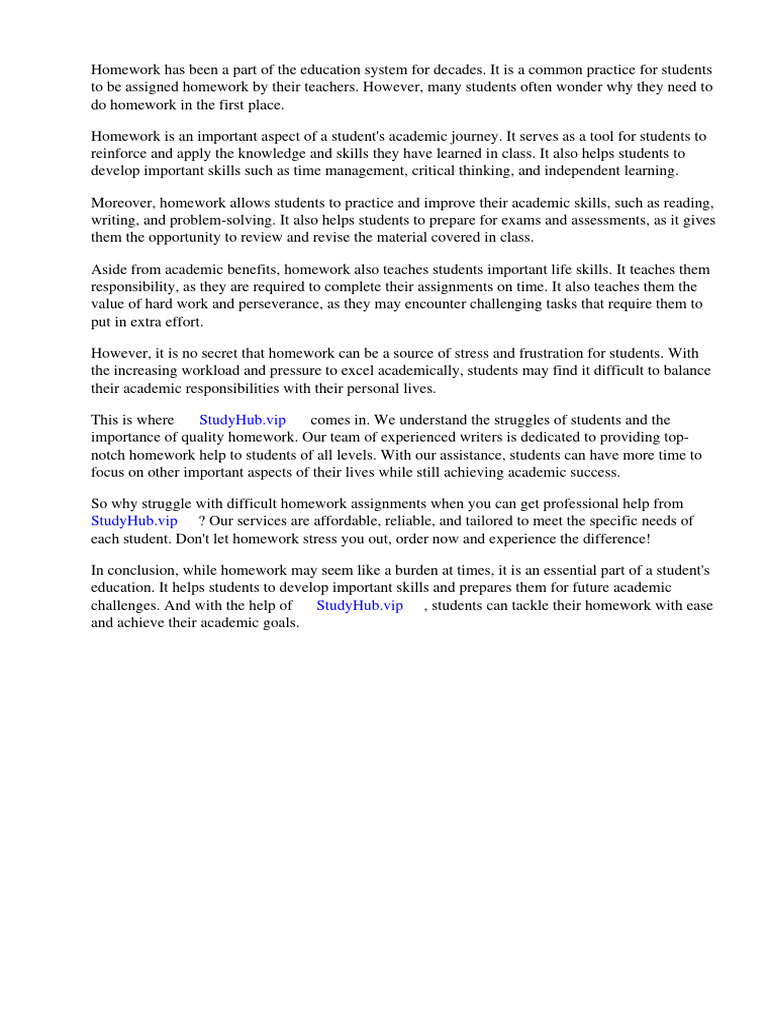 Why Do Students Need Homework | PDF | Homework | Teachers