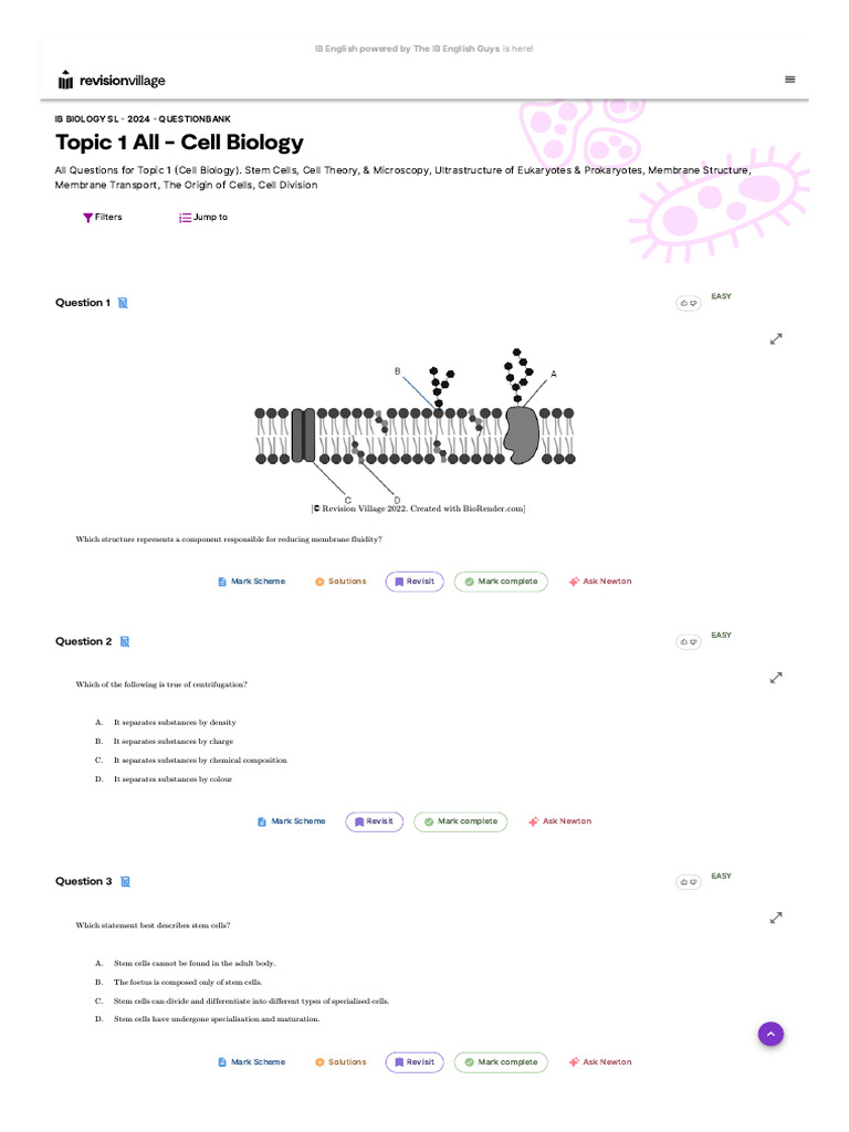 Topic 1 | PDF | Cell (Biology) | Cell Membrane
