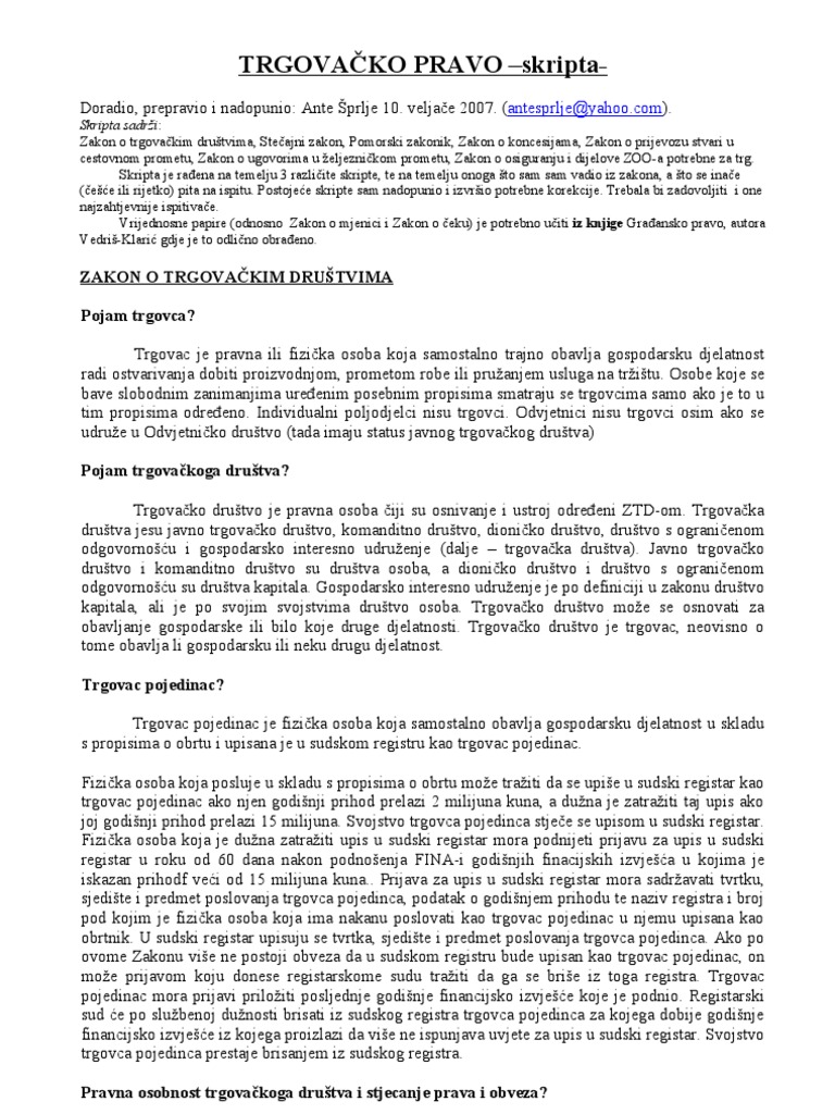 Trgovacko Pravo - Pravosudni | PDF