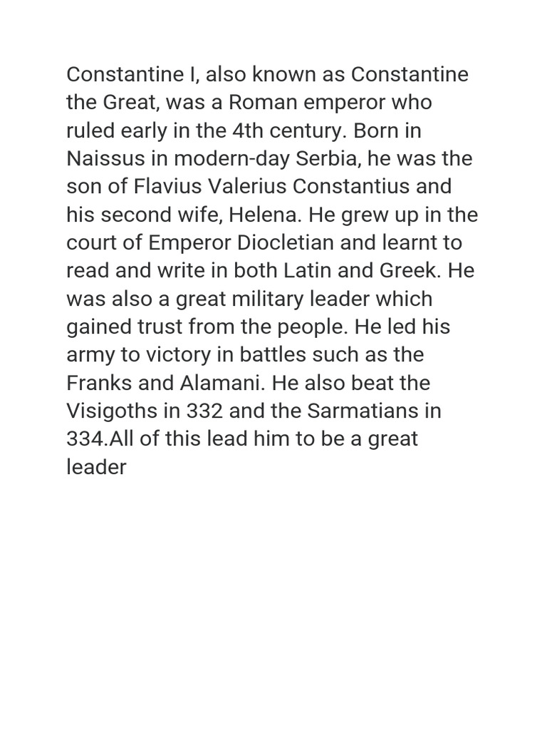 Constantine I, Also Known As Constantine The Great, Was A Roman Emperor ...
