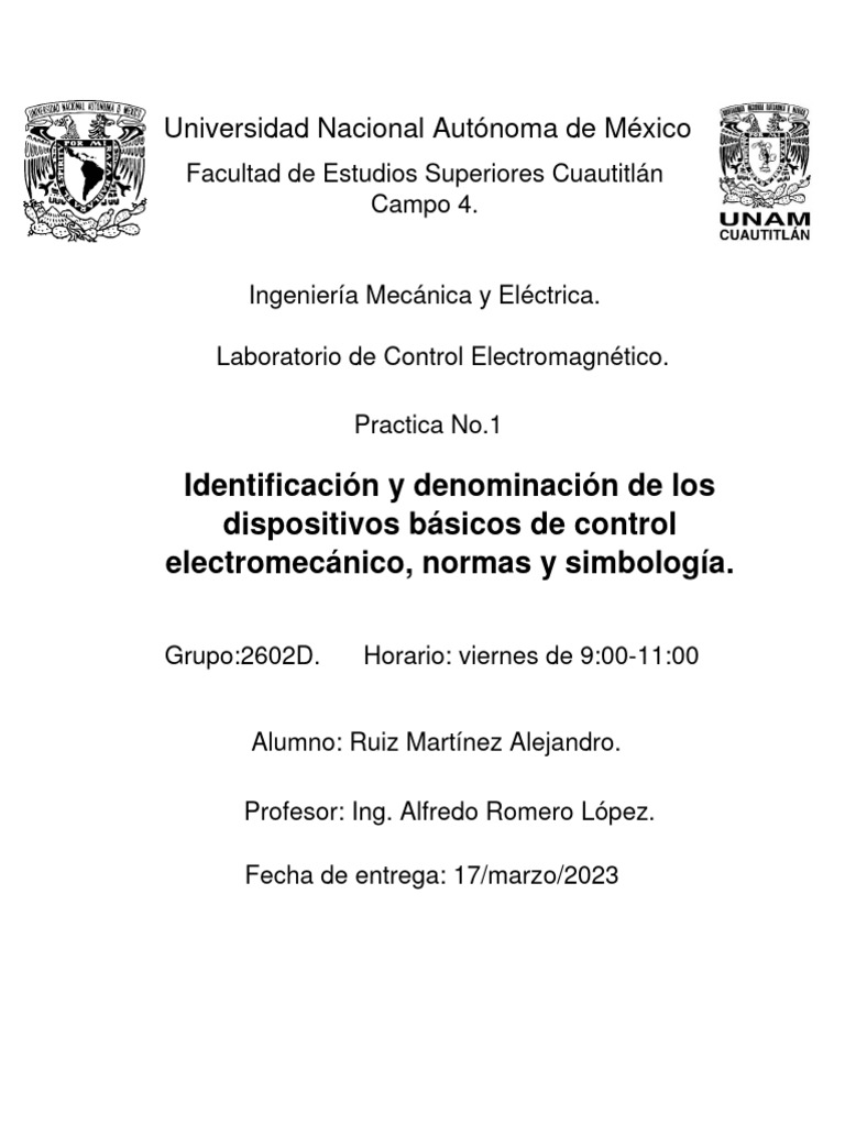 Practica 1 Control. Identificación y Denominación de Los Dispositivos ...