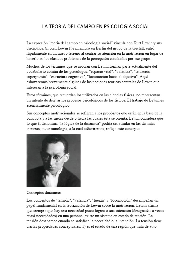 La Teoria Del Campo en Psicologia Social | PDF | Sicología | Psicología ...